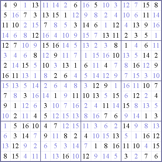 Sudoku Weekly - Free Online Printable Sudoku Games! 16x16 crazy Solution