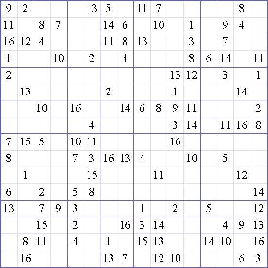 Sudoku Weekly - Free Online Printable Sudoku Games! 16x16 crazy Puzzle