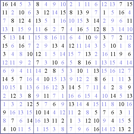 Sudoku Weekly - Print This Puzzle! 16x16 crazy Solution