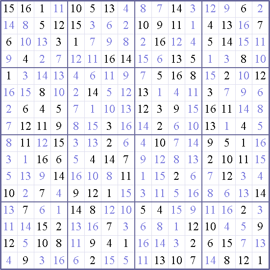 Sudoku Weekly - Free Online Printable Sudoku Games! 16x16 crazy Solution