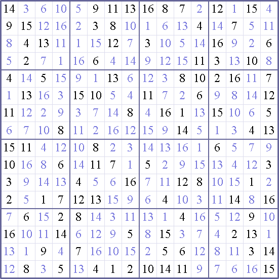 Sudoku Weekly - Print This Puzzle! 16x16 crazy Solution