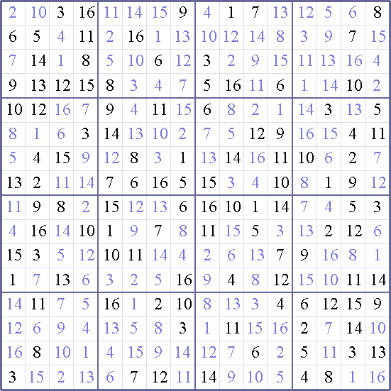 Sudoku Weekly - Print This Puzzle! 16x16 crazy Solution