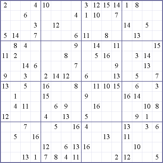 Sudoku Weekly - Free Online Printable Sudoku Games! 16x16 crazy Puzzle