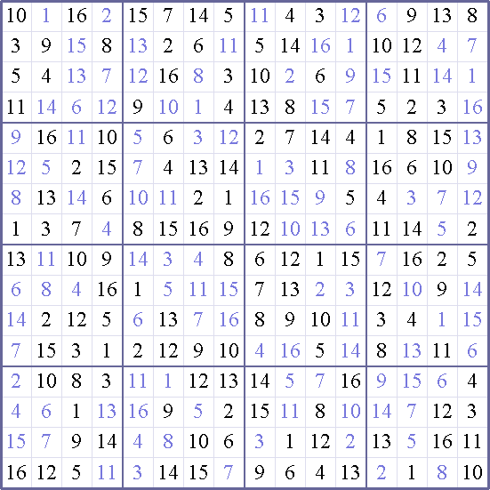 Sudoku Weekly - Free Online Printable Sudoku Games! 16x16 easy Solution