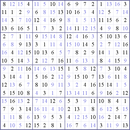 Sudoku Weekly - Free Online Printable Sudoku Games! 16x16 easy Solution