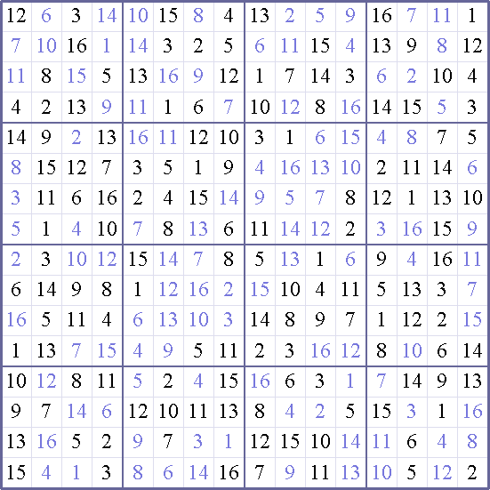 Sudoku Weekly - Free Online Printable Sudoku Games! 16x16 easy Solution