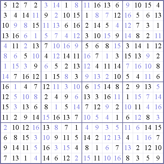 Sudoku Weekly - Free Online Printable Sudoku Games! 16x16 easy Solution